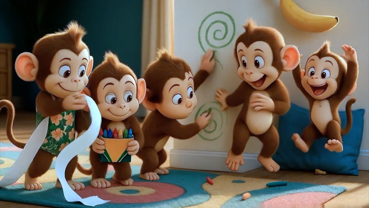 Five Little Monkeys Making a Mess | Children Nursery Rhymes & Kids ...