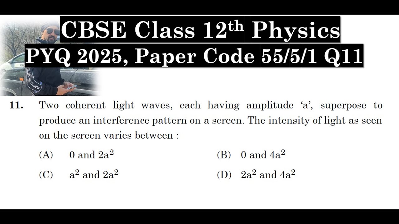 Two coherent light waves, each having amplitude 'a', superpose to ...
