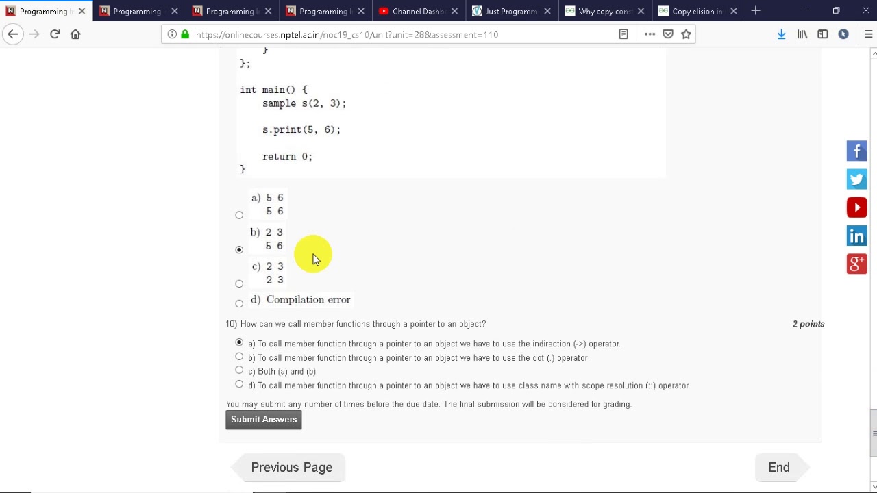 Nptel Programming In C Assignment 3 Solution 2019 Youtube