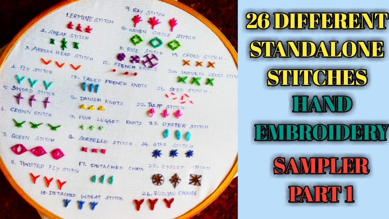 Part 1- 26 Different Standalone Stitches Sampler / Hand Embroidery for ...