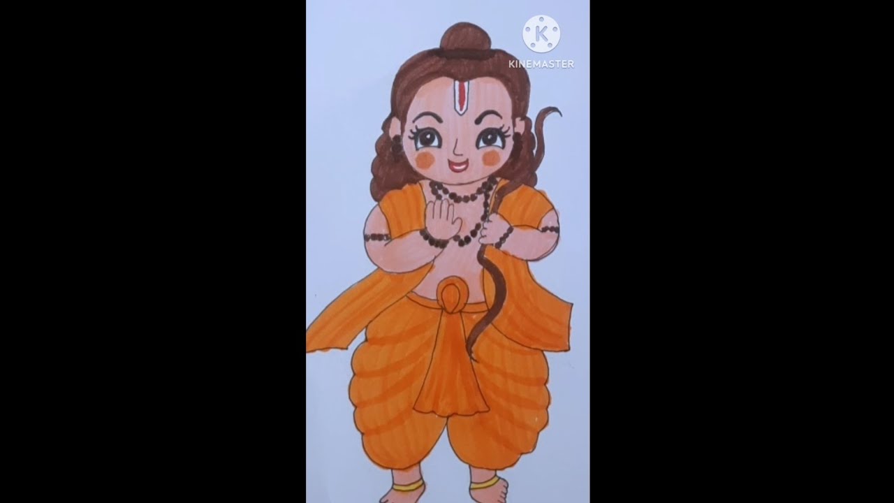 Ram Navami special drawing-Cute Lord Rama drawing for kids||easy Ram ji ...