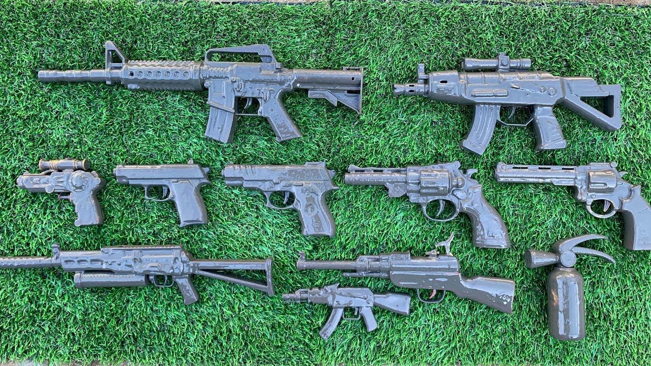 Membersihkan mainan tembak-tembakan pistol polisi,m16,postol coboy,ak ...