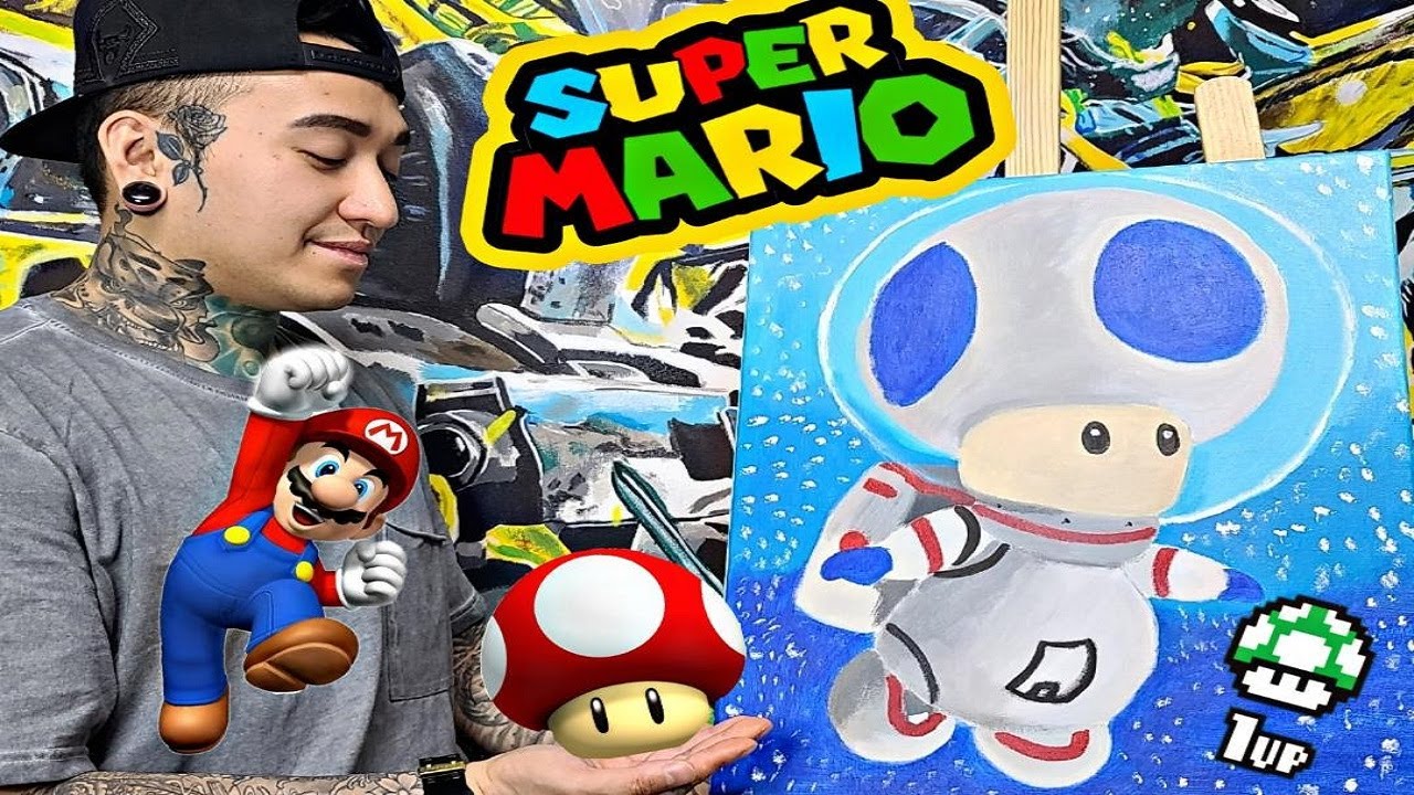 How to Paint Super Mario Toad! Speed Painting / Painting for beginners ...