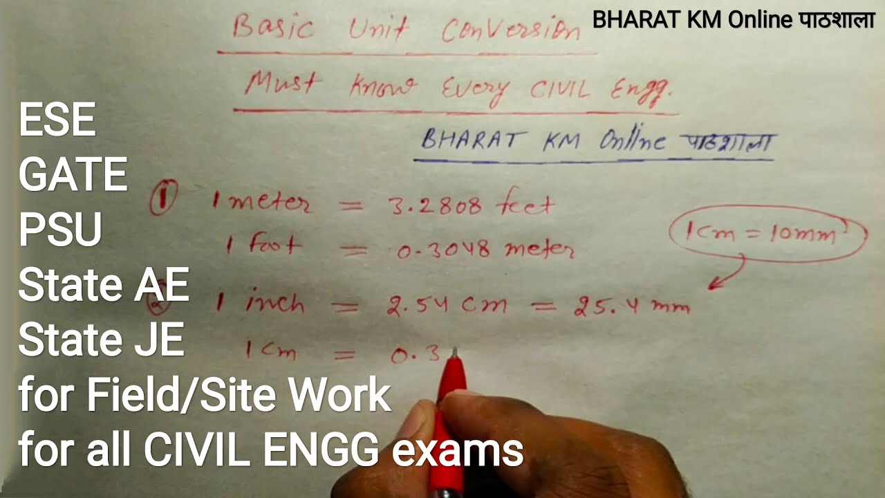Basic Unit Conversion for Good Civil Engineer by Bharat KM - YouTube