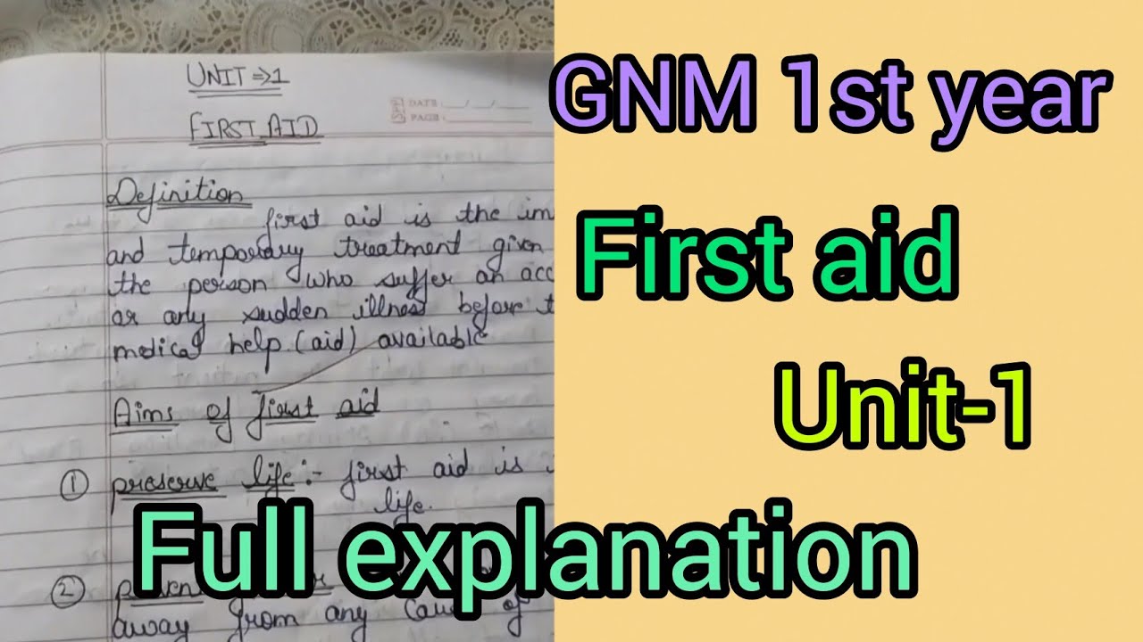 GNM 1st year!! First aid unit-1!! explain in detail!! Defination!! - YouTube