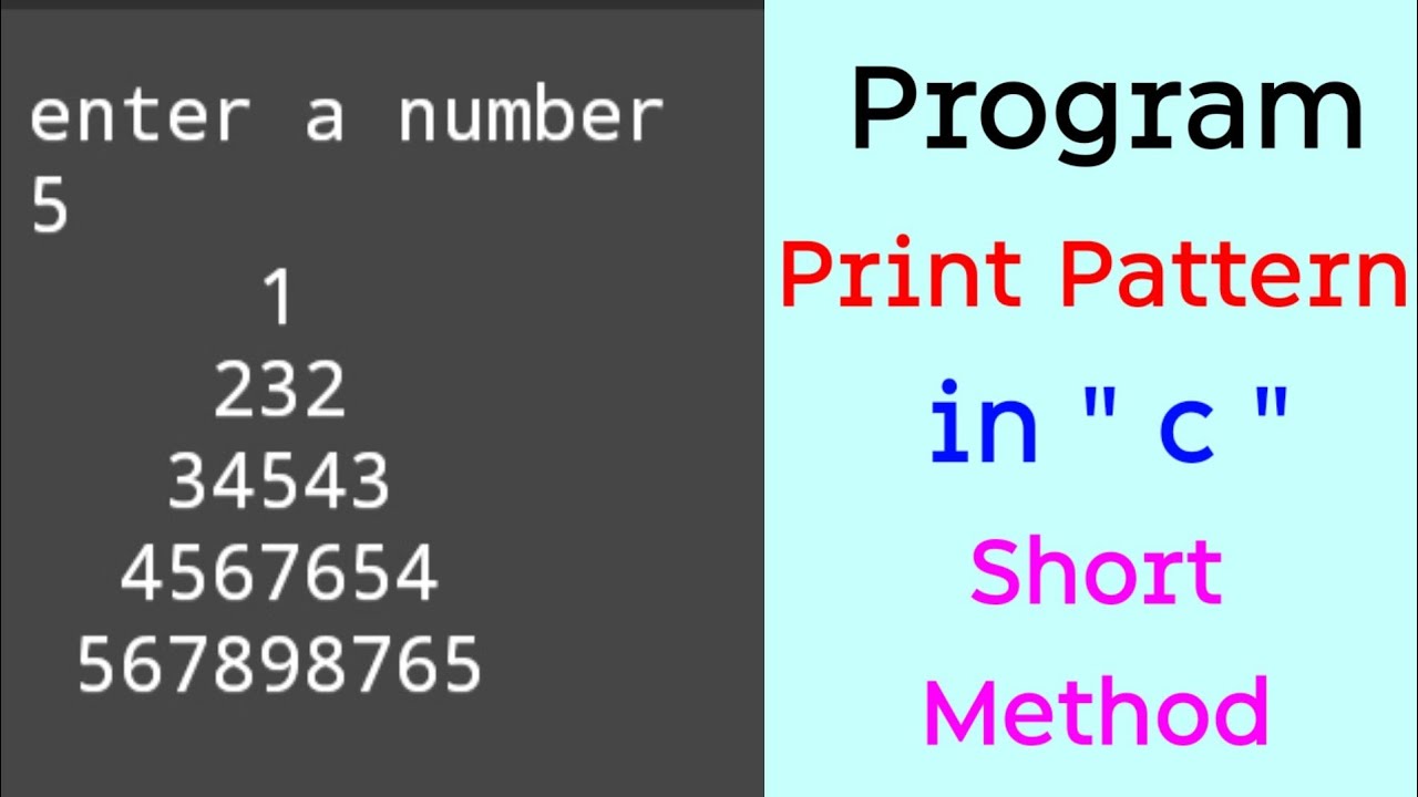 1 232 34543 4567654 567898765 Print Pattern In C Language Print