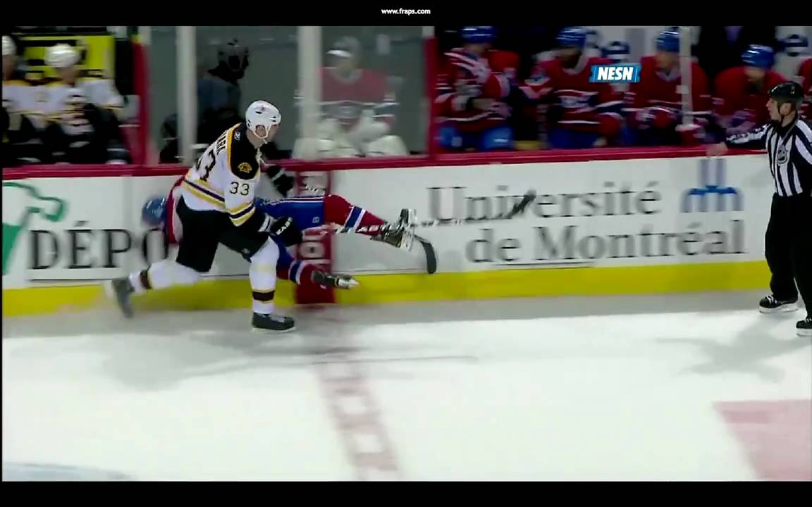 Zdeno Chara Hits Max Pacioretty taken out on Stretcher(March 8 2011 ...