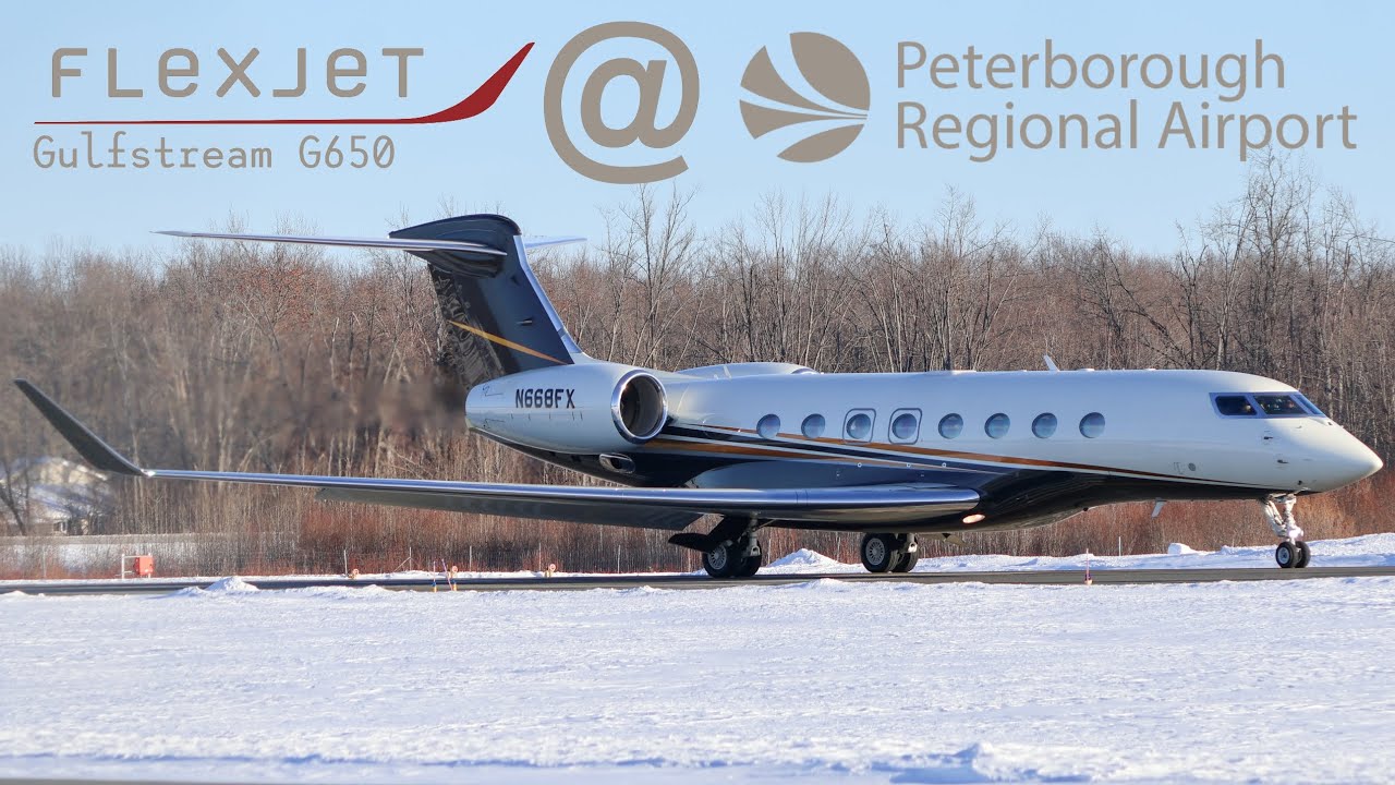 Flexjet - Gulfstream G650 takeoff at Peterborough (YPQ) 🍁 - YouTube