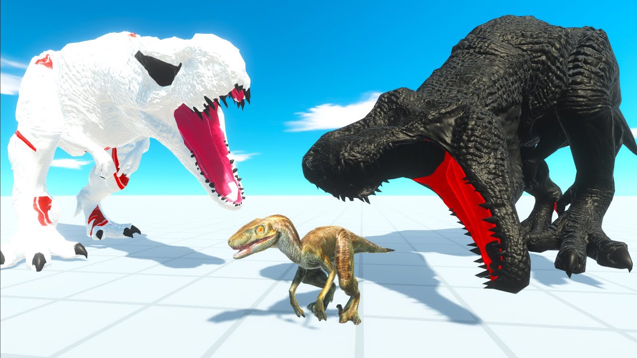 ALBINO T-REX VS DARK T-REX IN DEATH RACE - Animal Revolt Battle ...