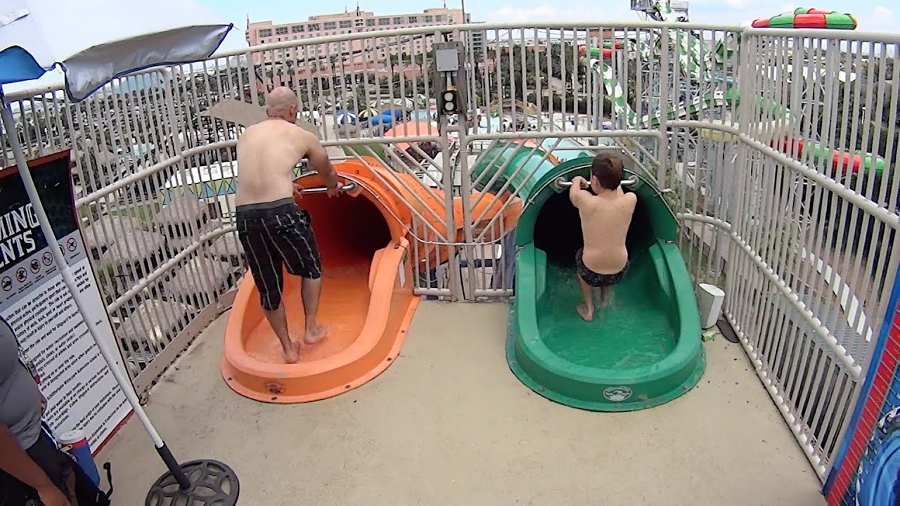 Screaming Serpents Water Slide at Schlitterbahn Galveston - YouTube
