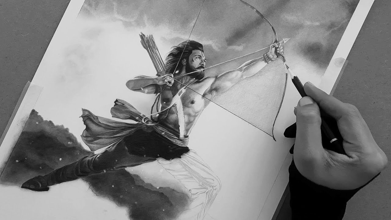 Drawing BHAGWAN RAM || Realistic Drawing Lord Ram - YouTube