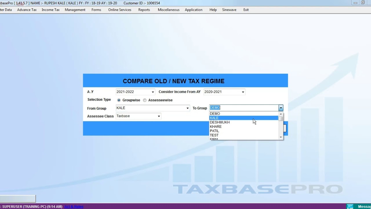Sinewave's Taxbase Pro New Tax Regime Comparision - YouTube