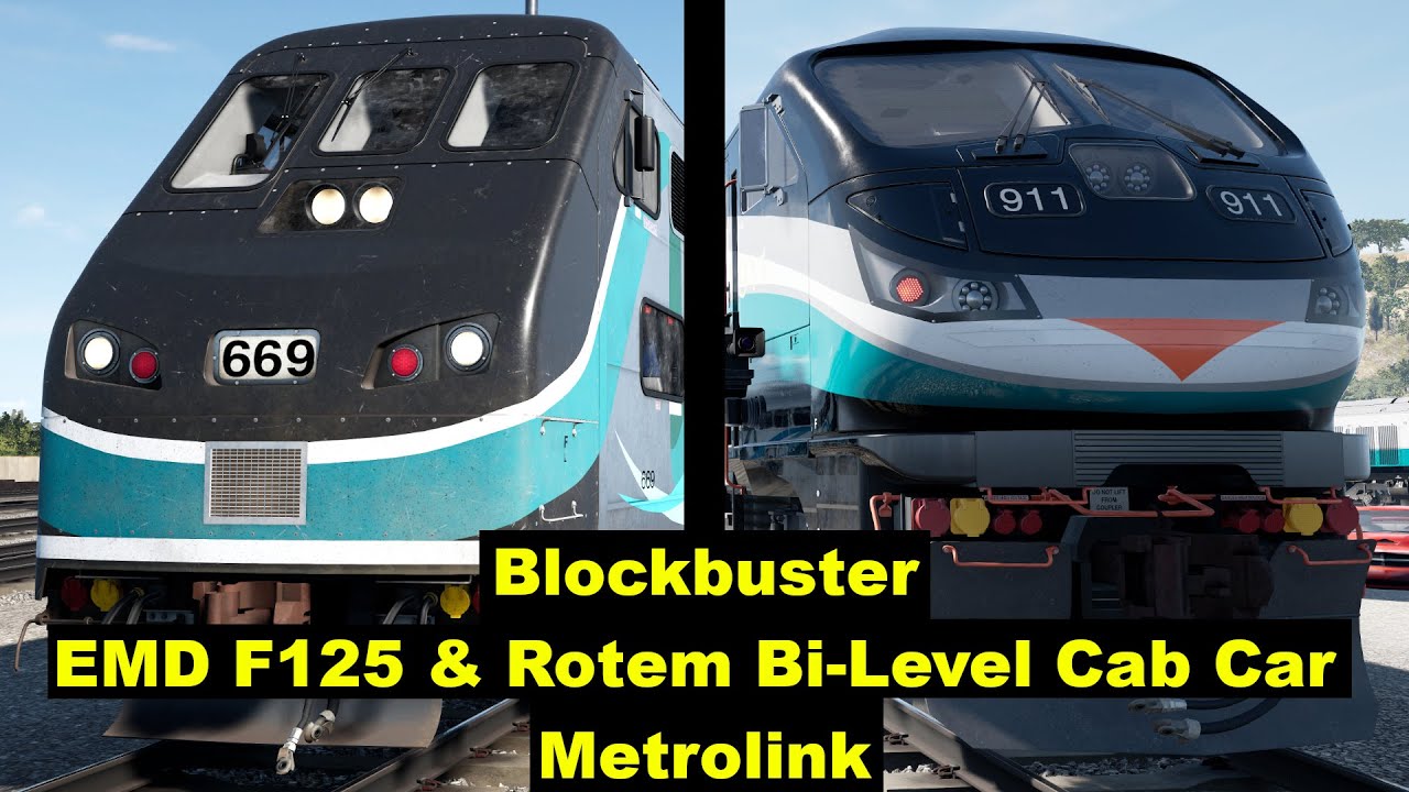Blockbuster - EMD F125 & Rotem Bi-Level Cab Car Metrolink - YouTube