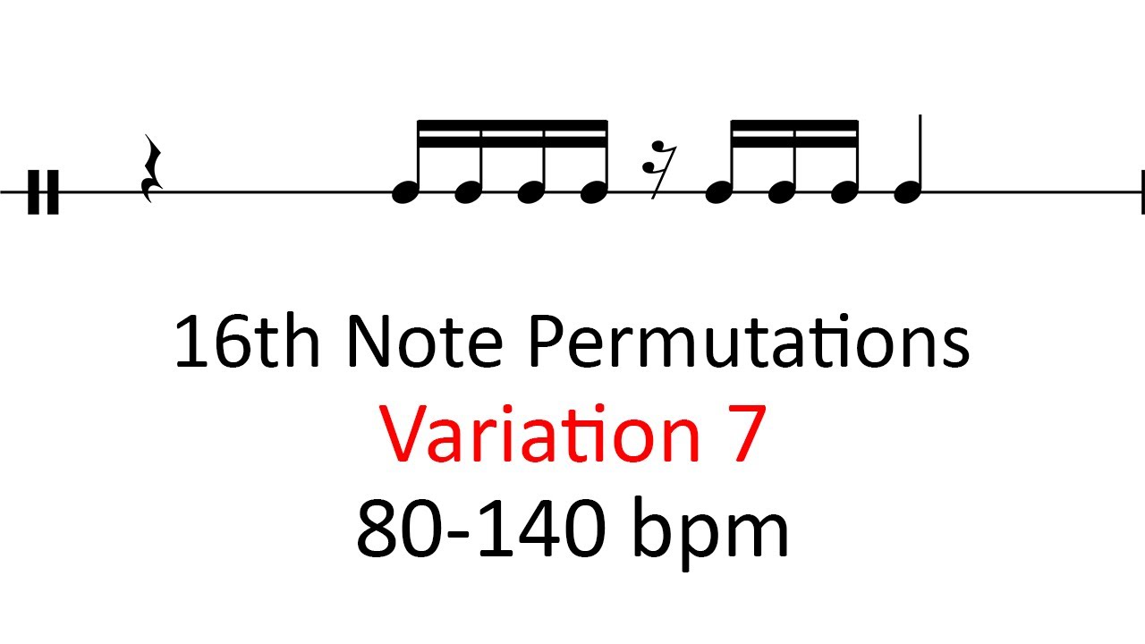 16th note permutations (var 7) | 80-140 bpm sheet music - YouTube