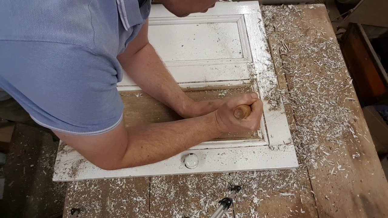 Dry scraping back to original painted finish - YouTube