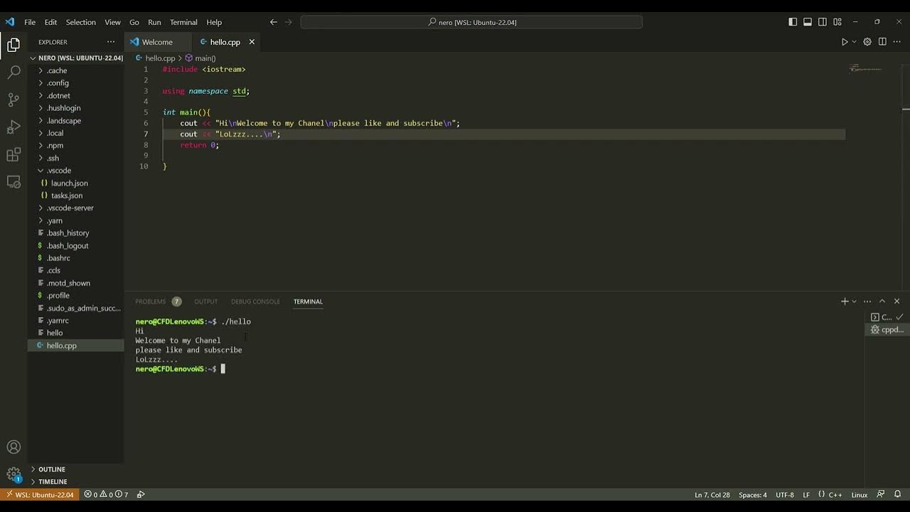 hello.cpp - YouTube