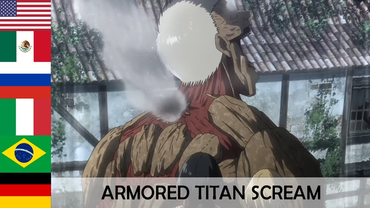 "REINER SCREAM" in 7 languages Attack On Titan - YouTube