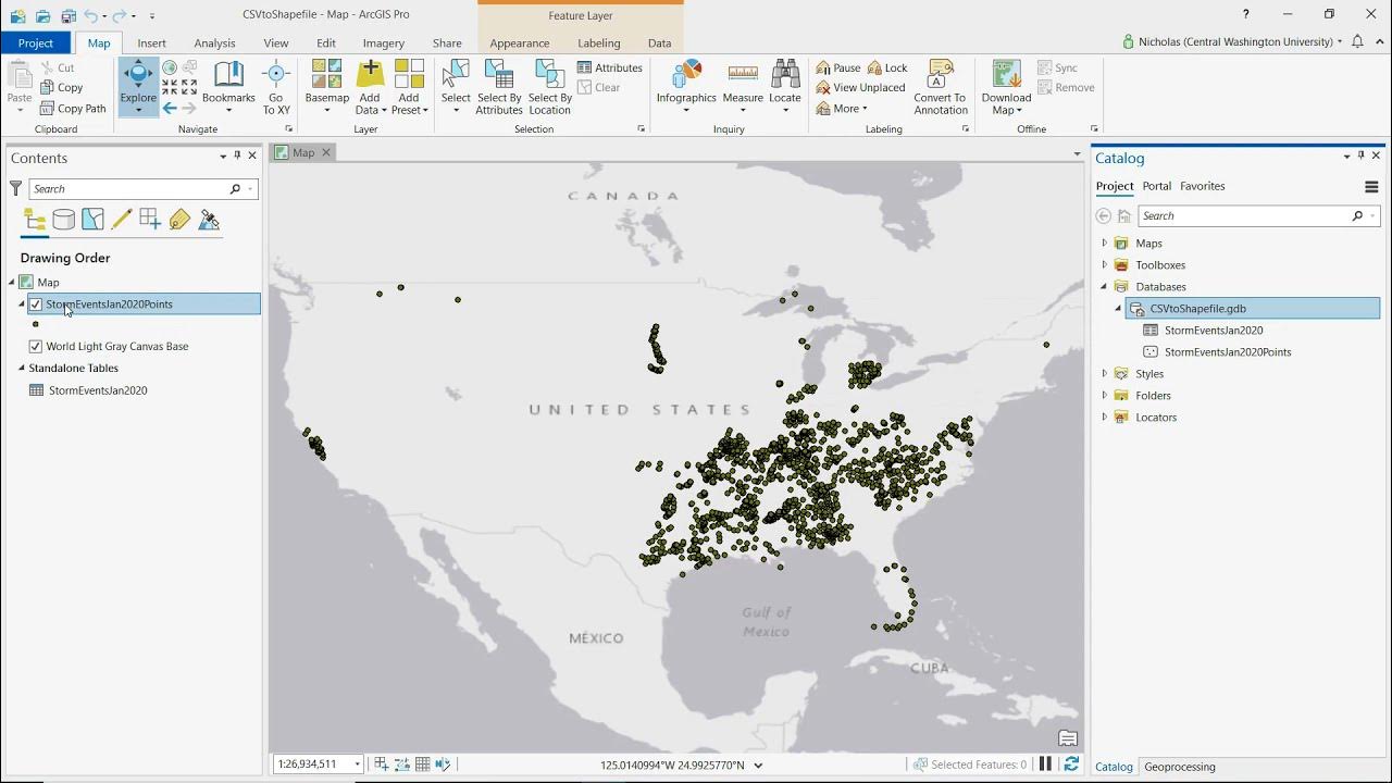 Converting a CSV file to a shapefile in ArcGIS Pro - YouTube