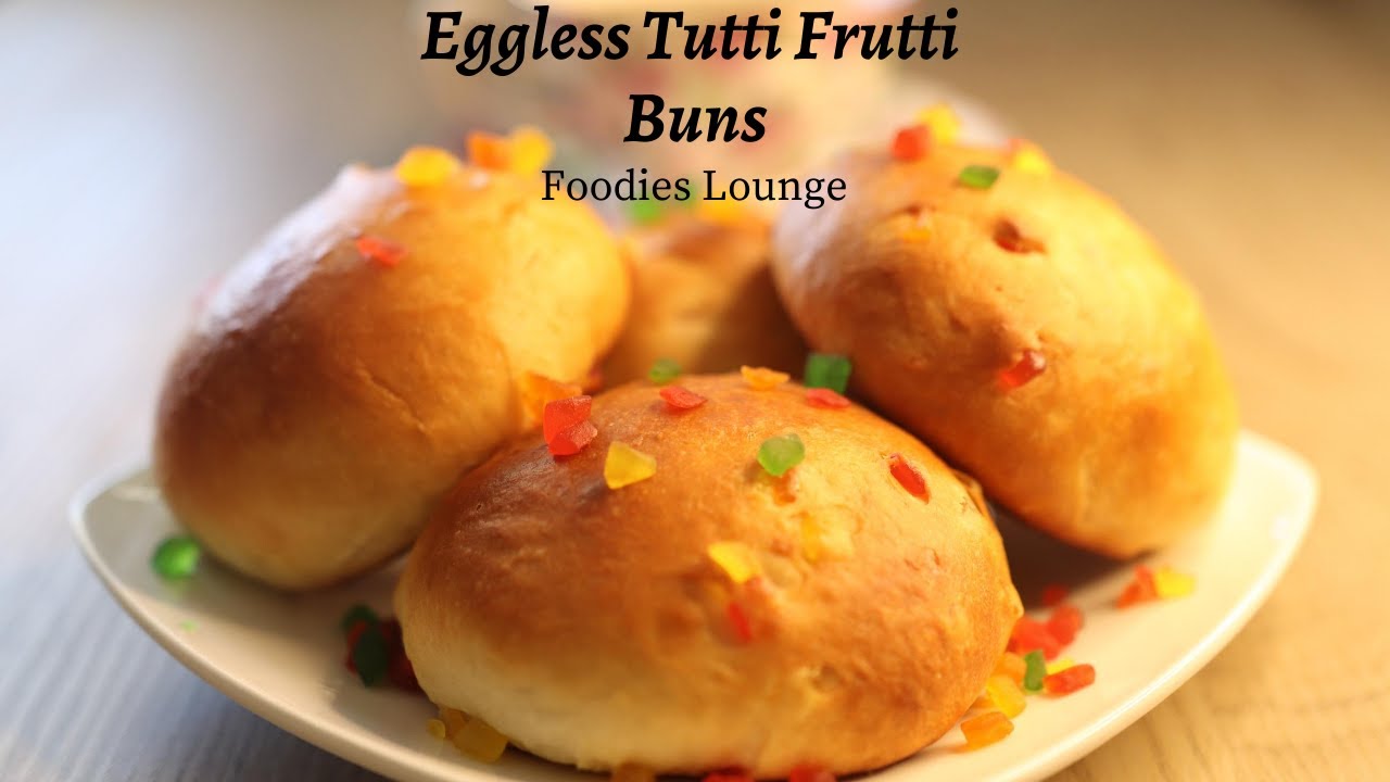 Eggless Tutti Frutti Buns | Bakery Style Sweet Buns | Homemade Fruit ...