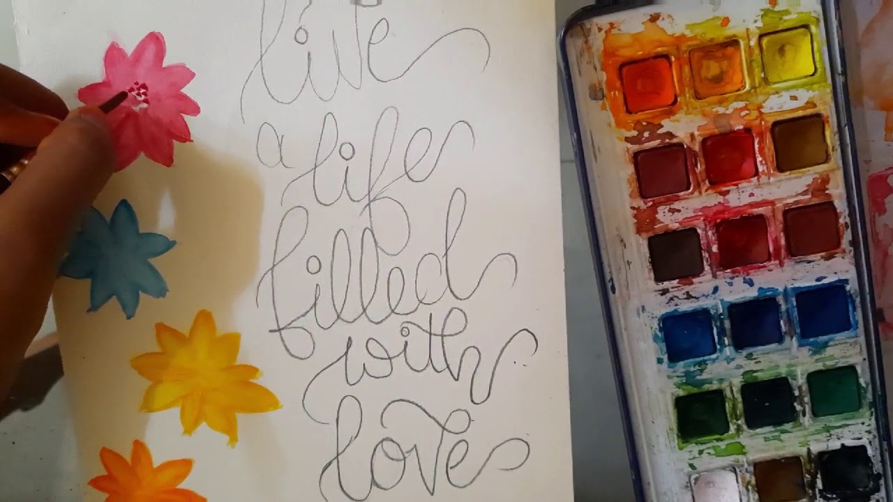 Easy calligraphy |Floral art|Art work|Painting | - YouTube