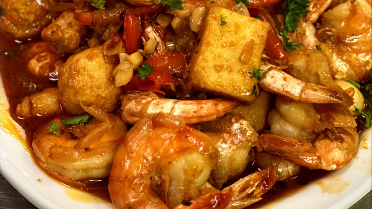 Lemon Garlic Butter Shrimp with Assorted Fried Fish Balls Recipe - YouTube