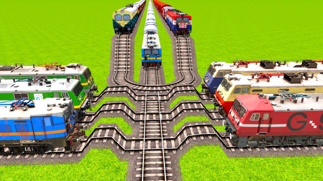 MORE TRAINS FACE TO FACE CROSSING ON CRAZY U TURN AND SPEED BUMPS ...