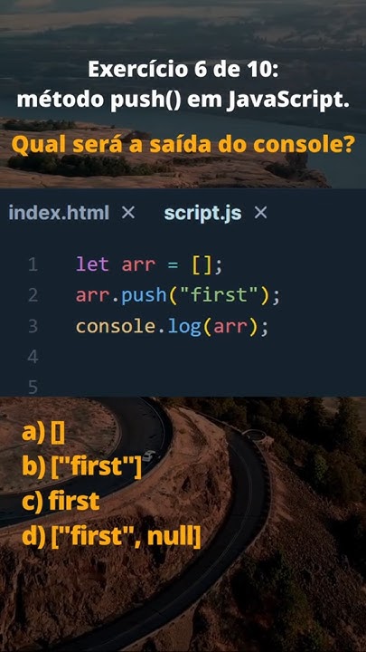 Exercício 6 em javascript - Método push() #javascript #development - YouTube