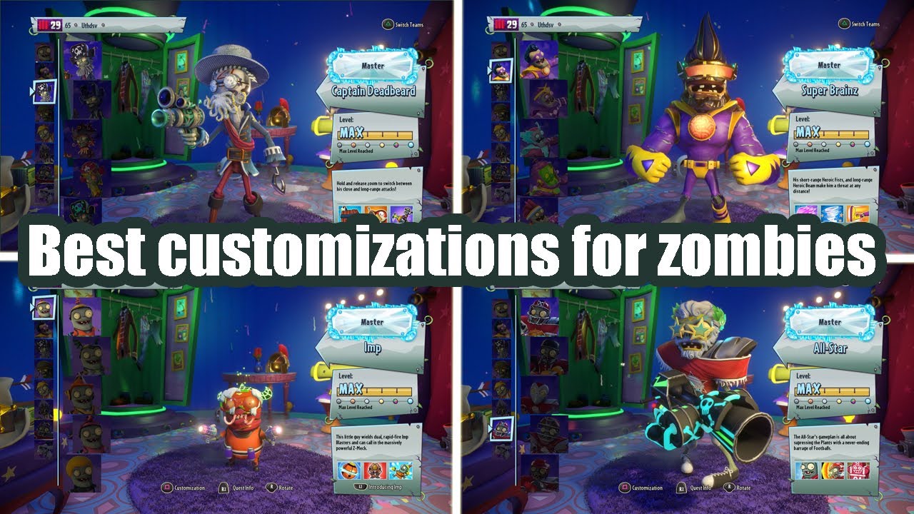 Best customizations for zombies | Plants vs Zombies Garden Warfare 2 ...