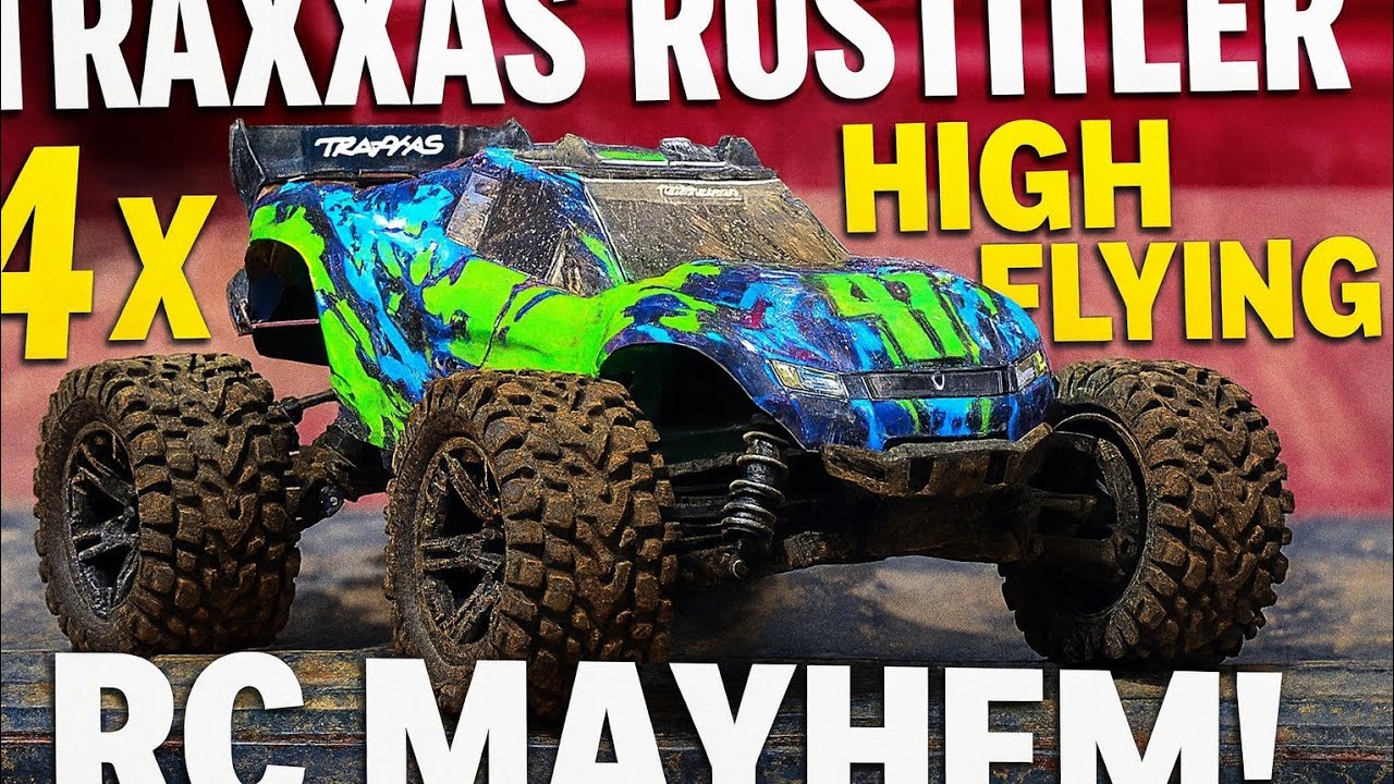 TRAXXAS Rustler 4x4 VXL High FLYING ACTION!!!! TRACK DAY Big Air Jumps ...