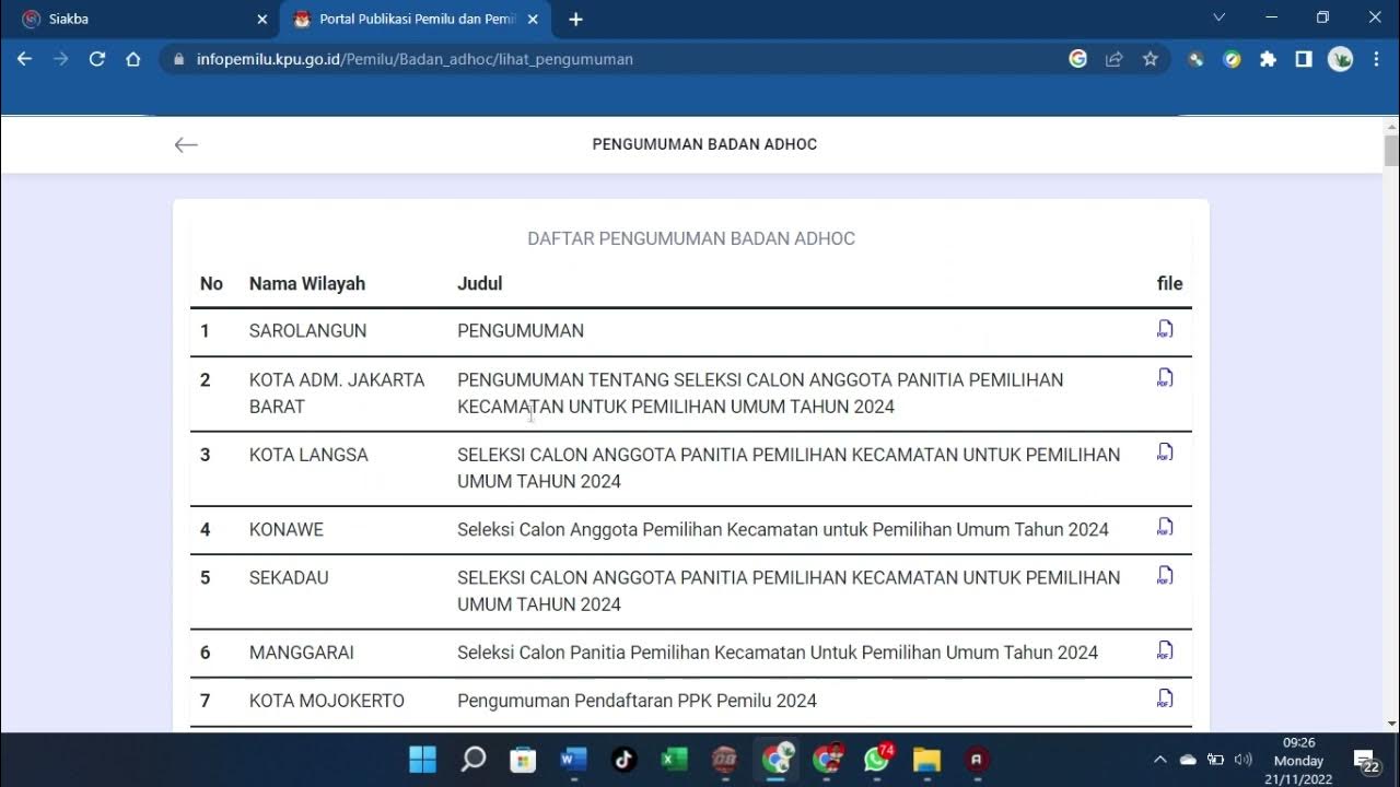 Cara mengisi Nomor Dan Tanggal Surat Pendaftaran PPK dan PPS Pemilu 2024 (siakba.kpu.go.id ...