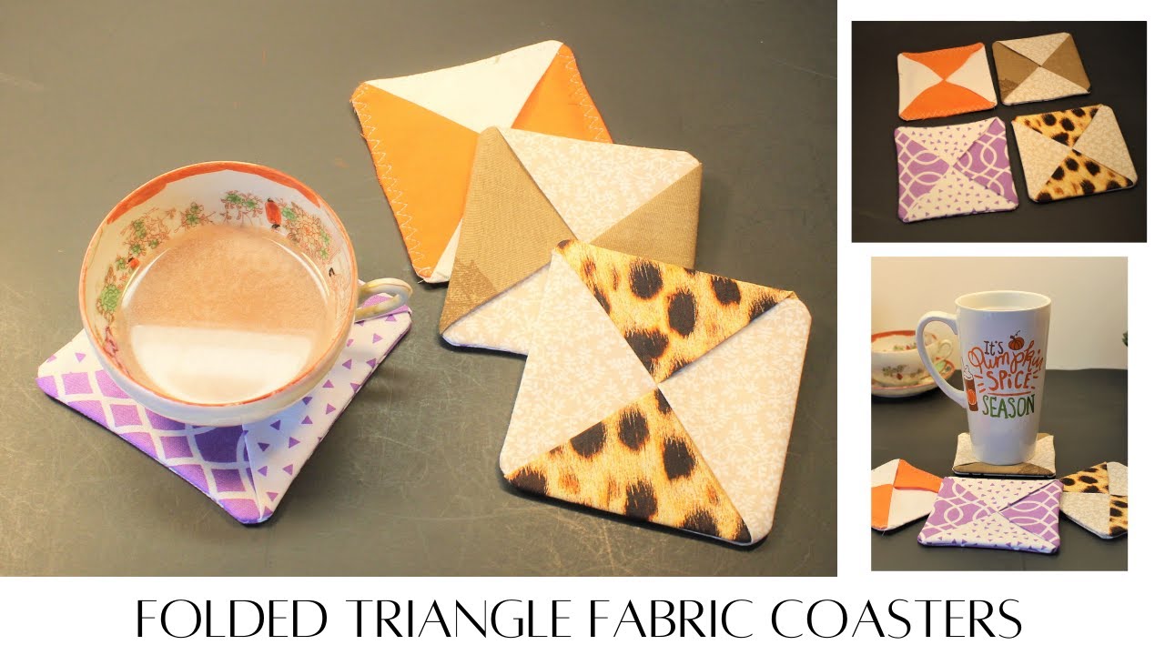 DIY Folded Triangle Fabric Coasters/Homemade Fabric Coaster Sewing ...