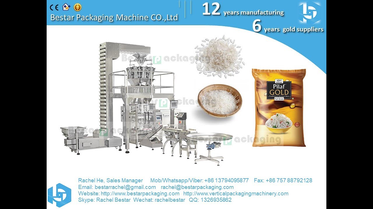 Rice packaging machine with weigher 1kg - YouTube