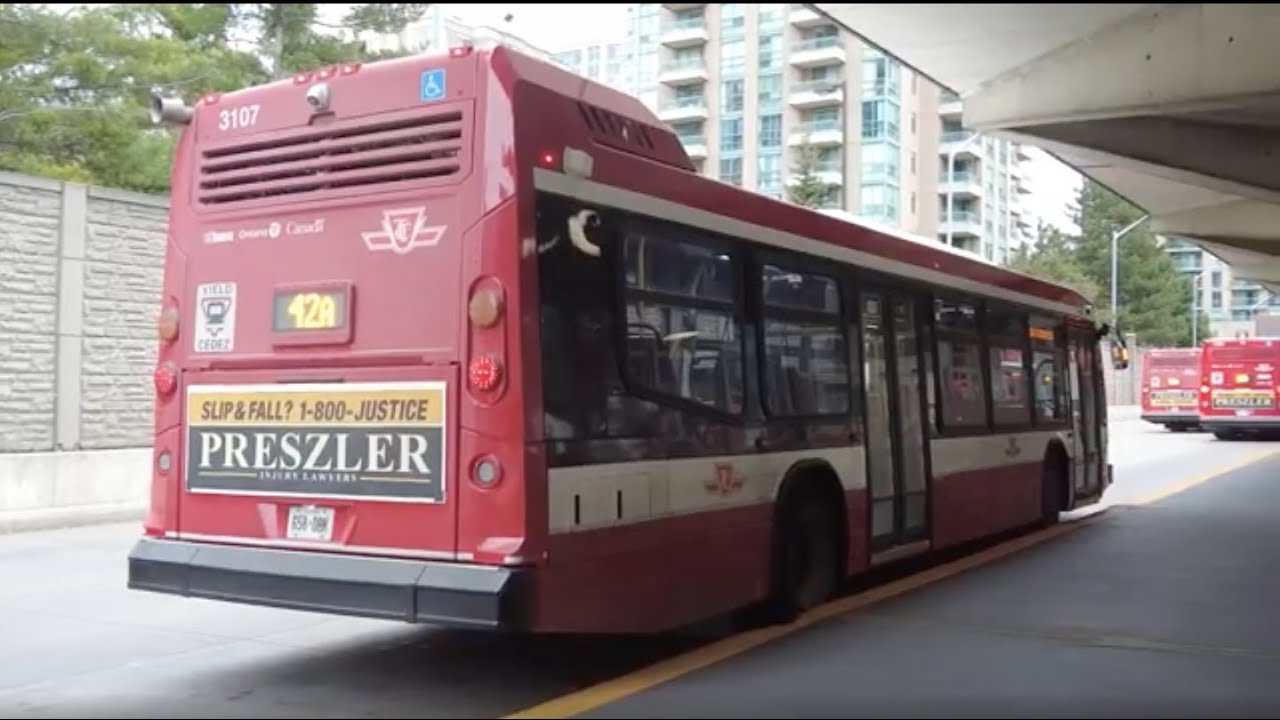 TTC 42 Cummer Bus Ride #3107 from Brahms Ave & McNicoll Ave to Finch ...