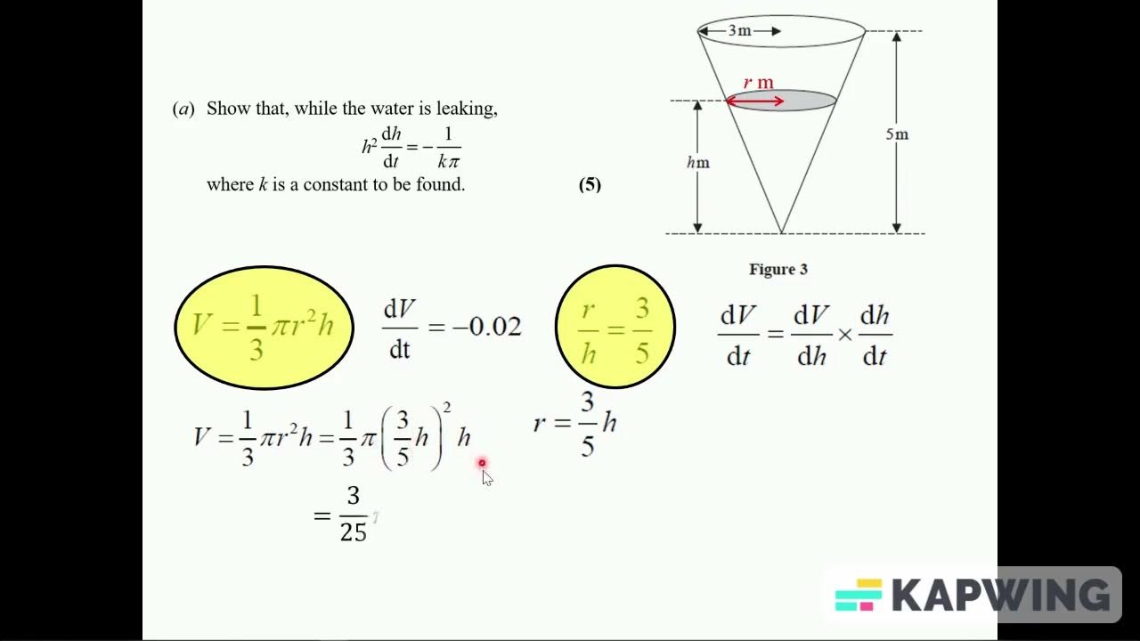 C34 Jan 2019 q10 differential equation connected rates of change - YouTube
