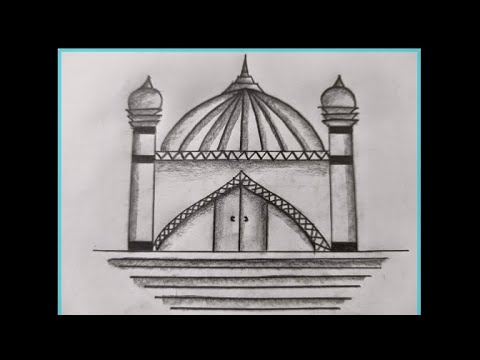 How to draw a mosque easy drawing//simple masjid//pencil drawing ...
