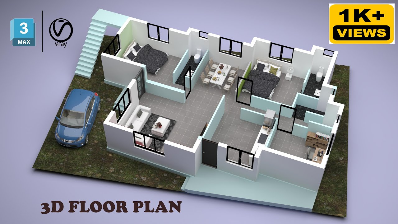 3d Home Plan | 3ds Max | V Ray | Walkthrough Animation - YouTube