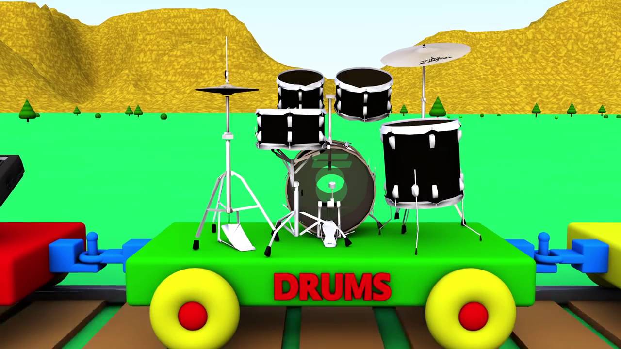 123 kids tv MUSIC INSTRUMENTS TRAIN Learning for kids - YouTube