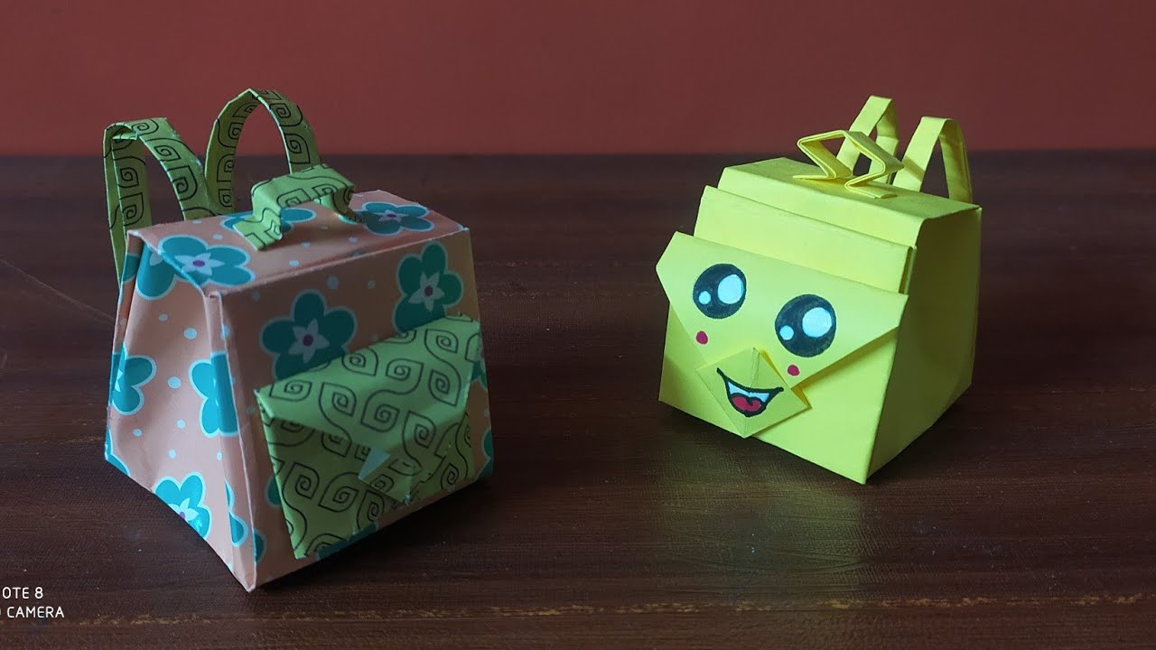 diy paper craft /paper school bag/origami craft - YouTube