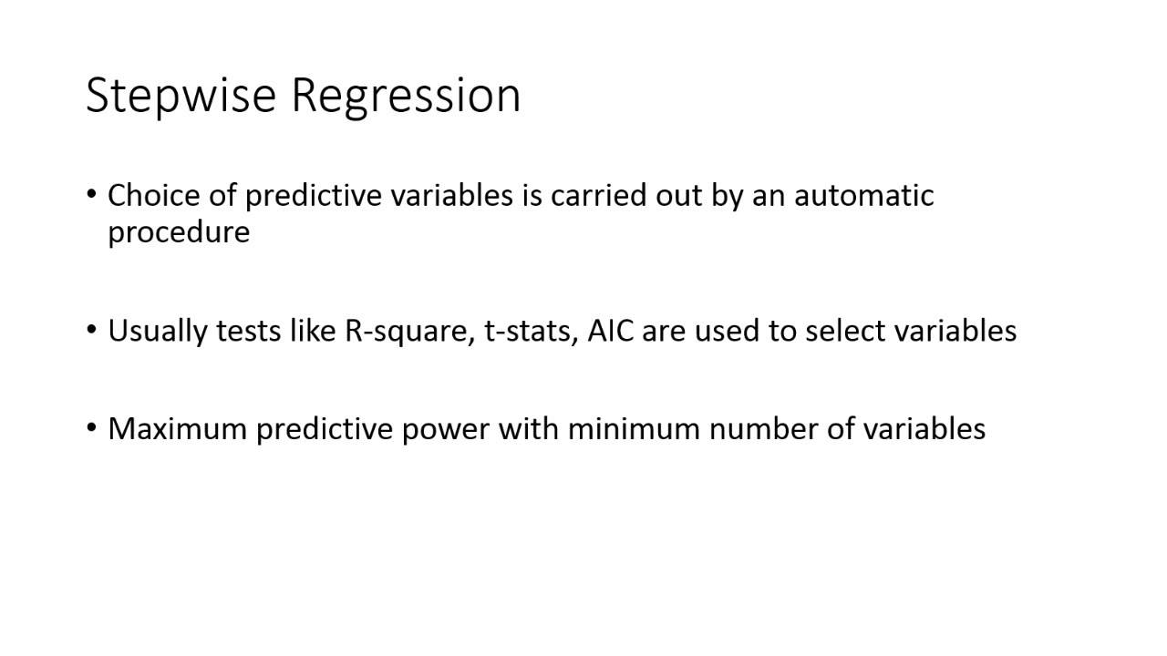 28 Stepwise Regression Youtube