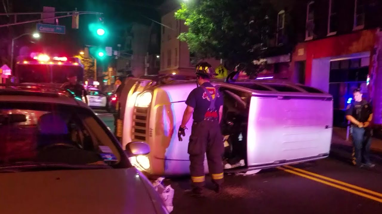 HARRISON NJ FIRE DEPARTMENT MVA WITH ROLLOVER 7-27-16 - YouTube