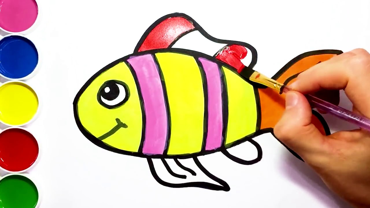 Painting Fish and Learn Colors for Children - YouTube