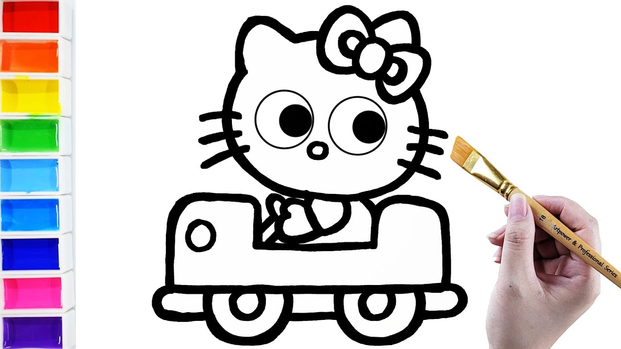 Hello Kitty Drawing, Coloring, Painting for Girls | How to Draw Kitt ...