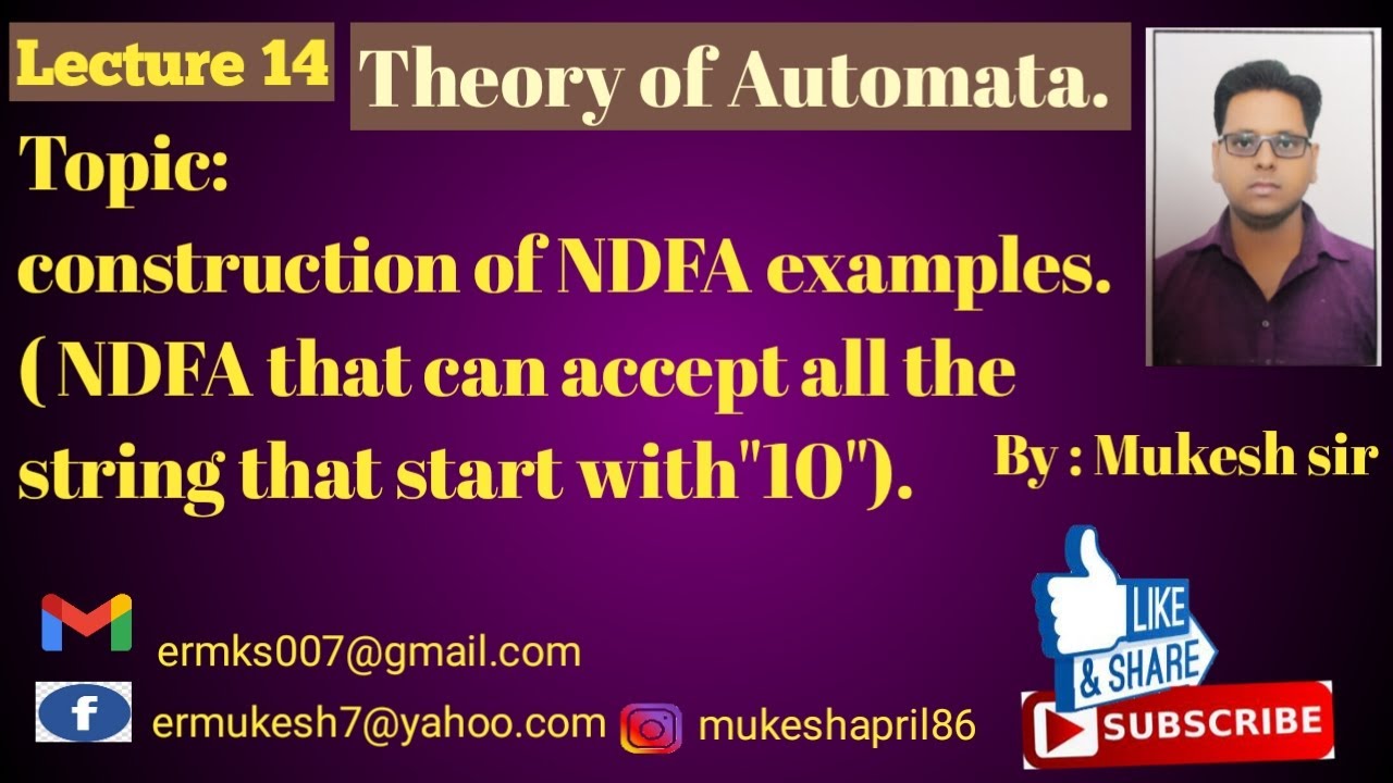 Lecture 14 Designing or construction of NDFA example accept all string ...