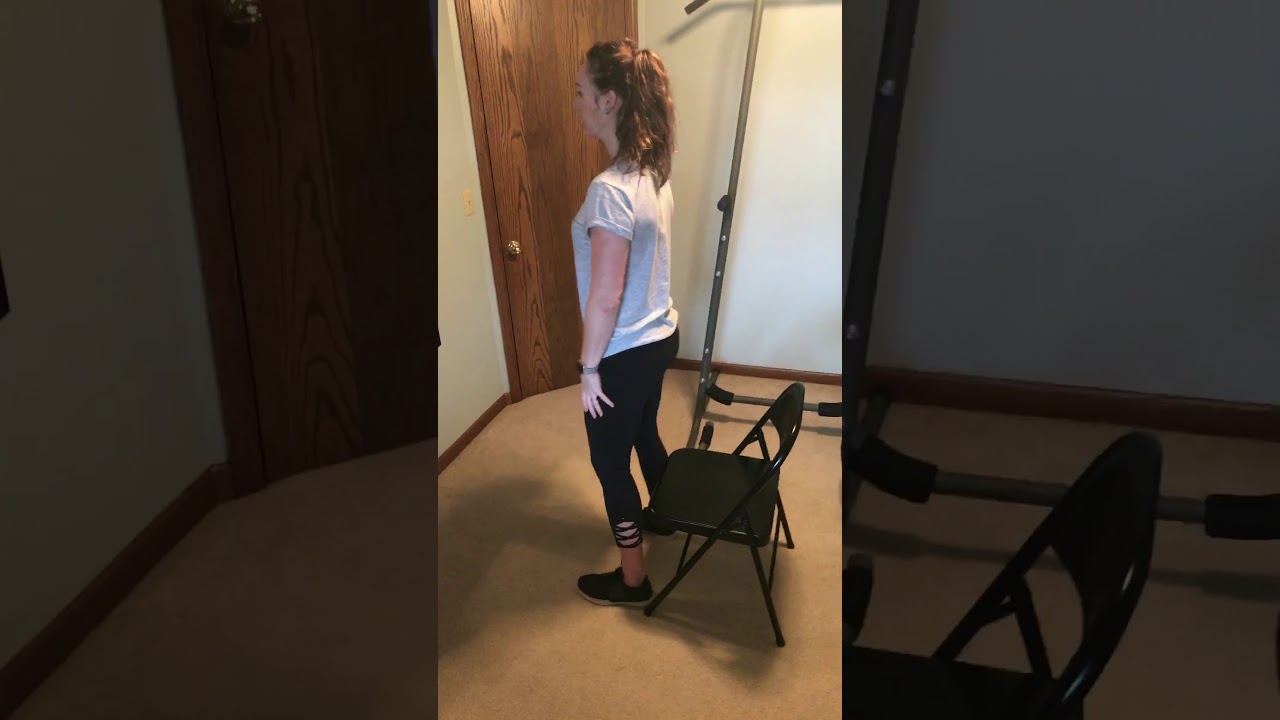 Bodyweight Squats using chair - YouTube