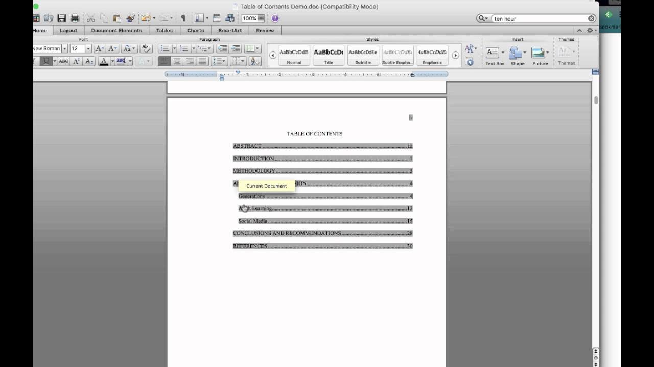 How to Add Lines to a Word-Generated Table of Contents - YouTube