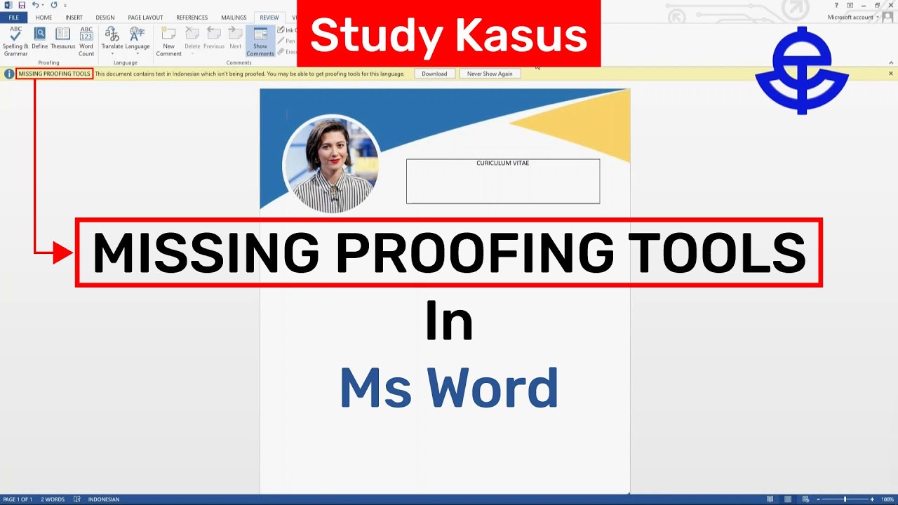 Missing Proofing Tools In Ms Word (Bahasa Indonesia) - YouTube
