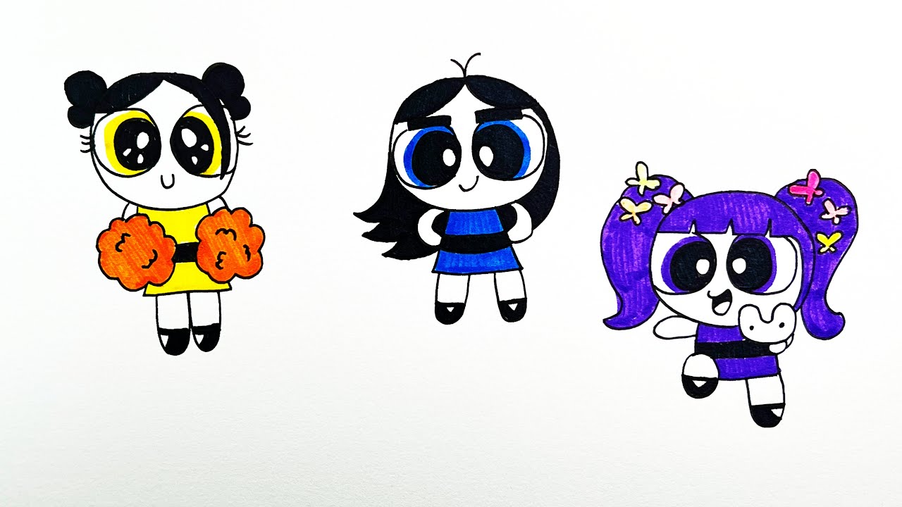 How to draw NEWJEANS Super Shy Powerpuff Girls DANIELLE, MINJI, HANNI # ...