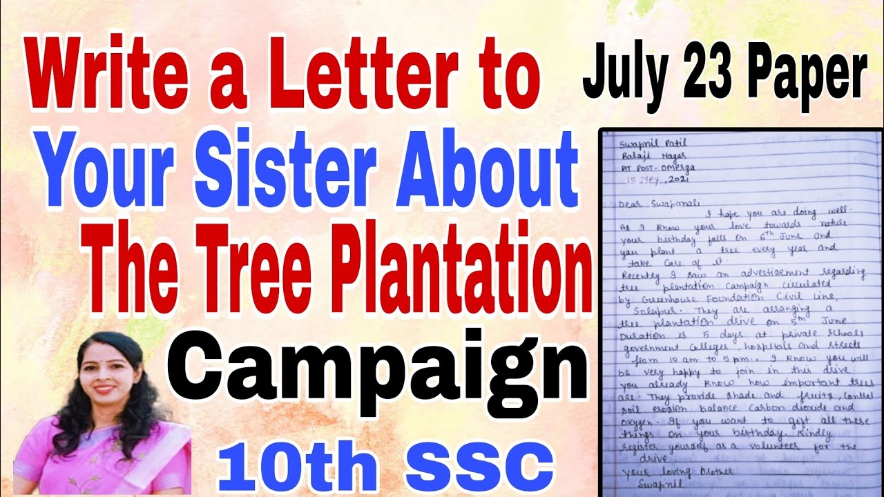 Write a Letter to Your Sister About The Tree Plantation Campaign Class ...