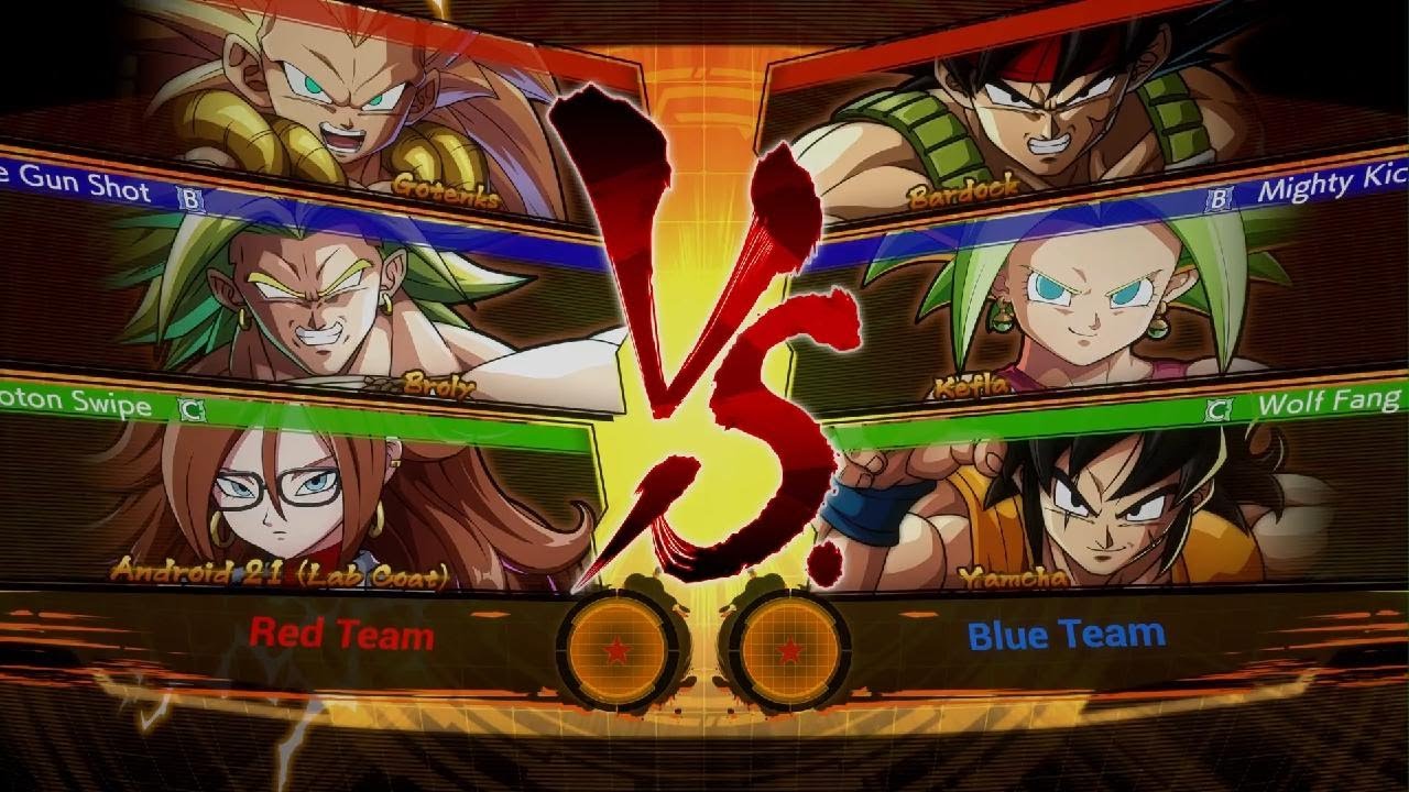 DBFZ: Gotenks, Broly, & Android 21 (Lab Coat) vs. Bardock, Kefla ...