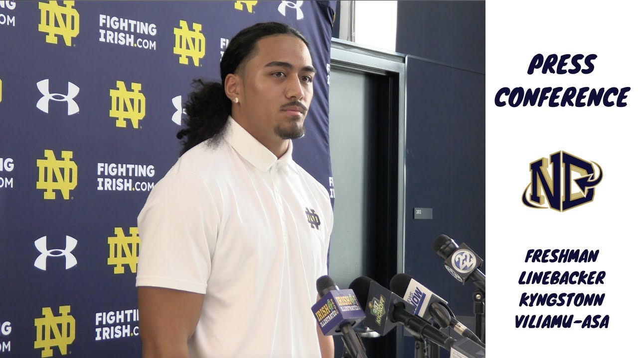 Freshman LB Kyngstonn Viliamu-Asa's first Notre Dame press conference ...